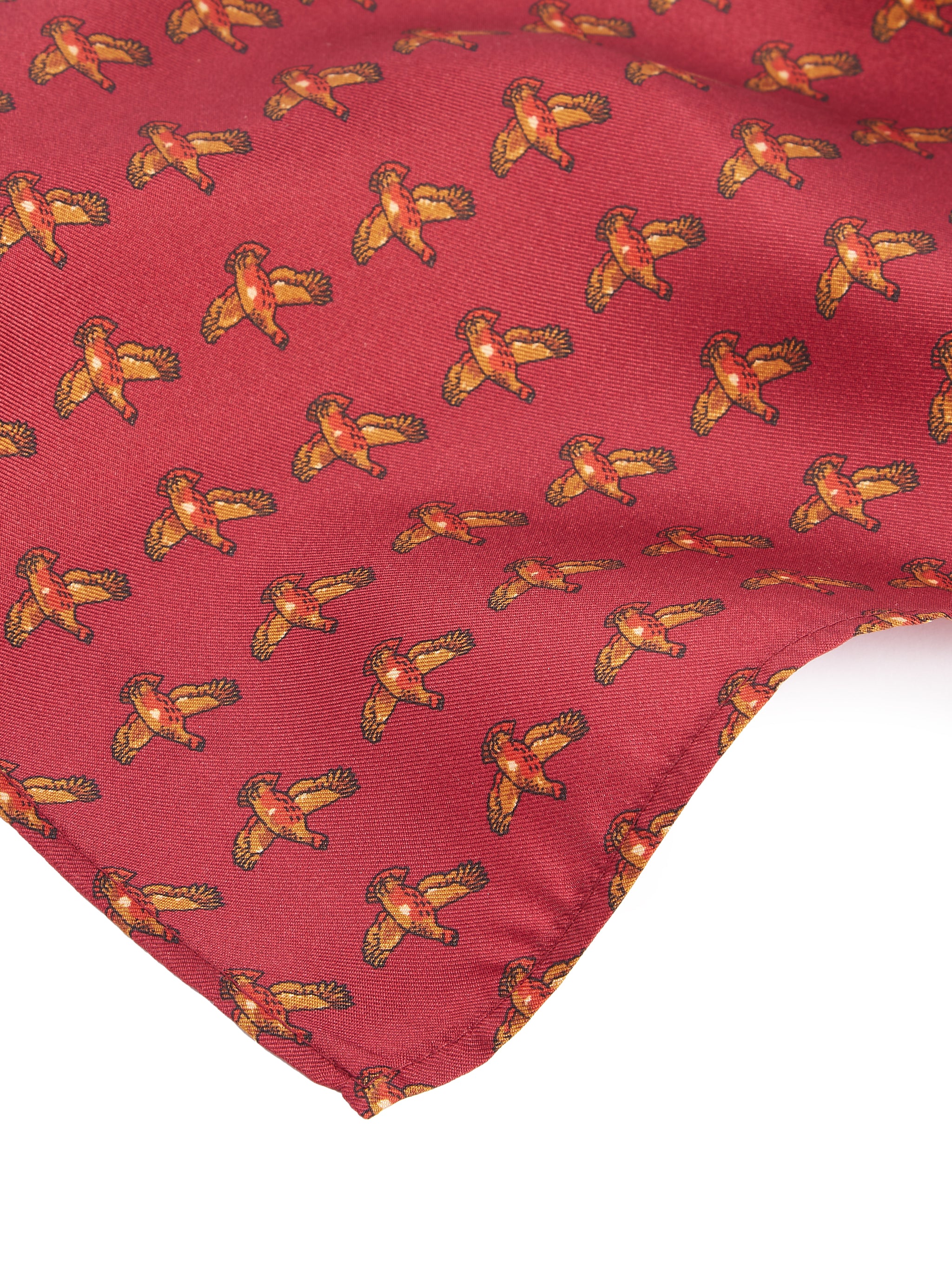 Pure Silk Flying Grouse Handkerchief - Red | Men's Handkerchiefs ...