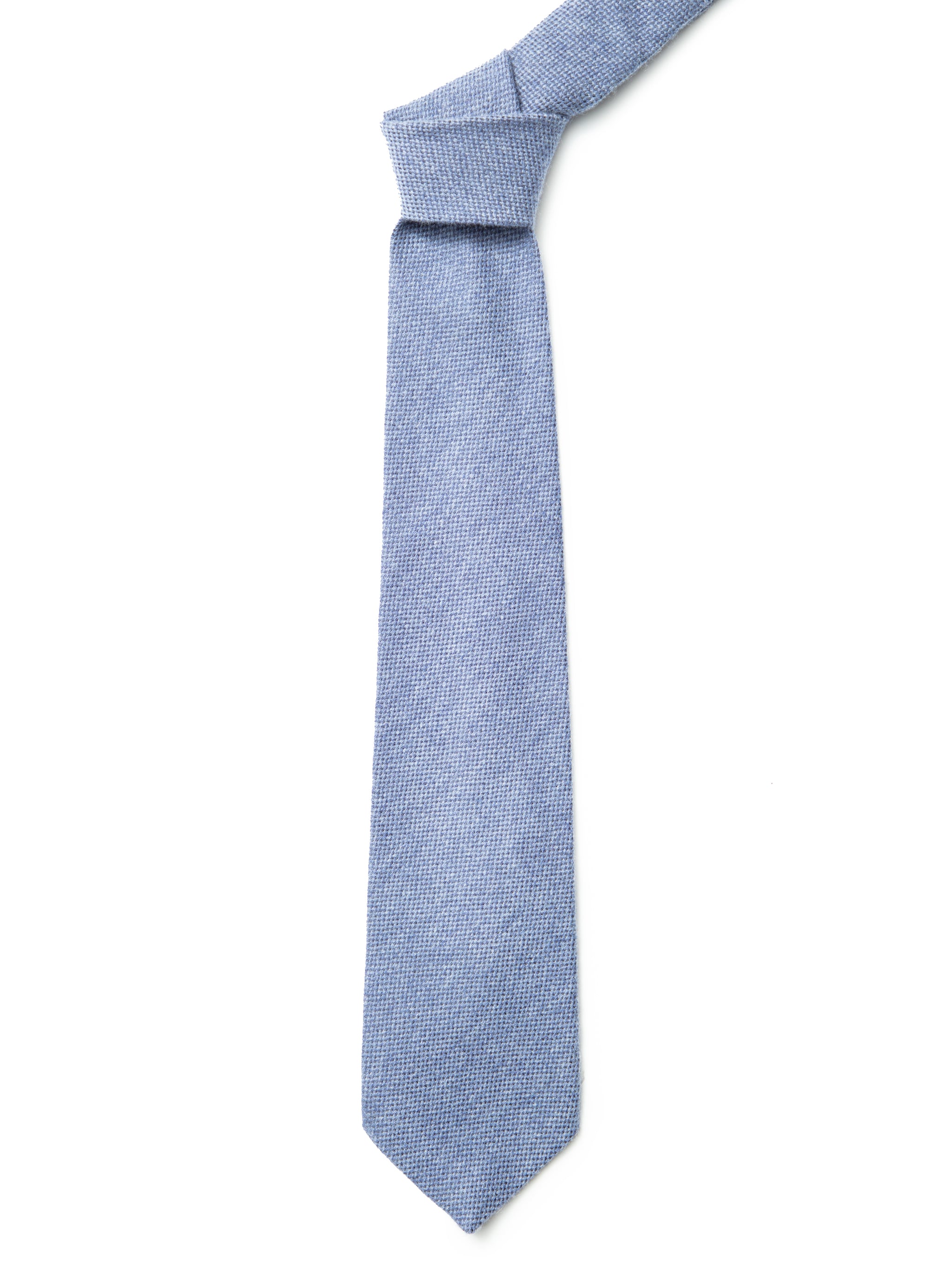 Plain Cashmere Tie - Mid Blue | Men's Silk Ties | Oliver Brown, London