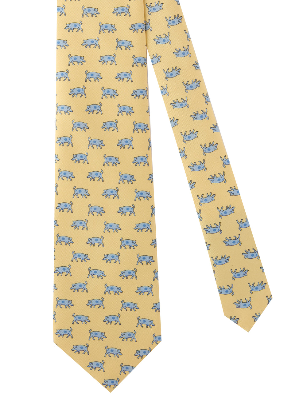 Pig Silk Tie - Pale Yellow | Men's Ties | Oliver Brown, London