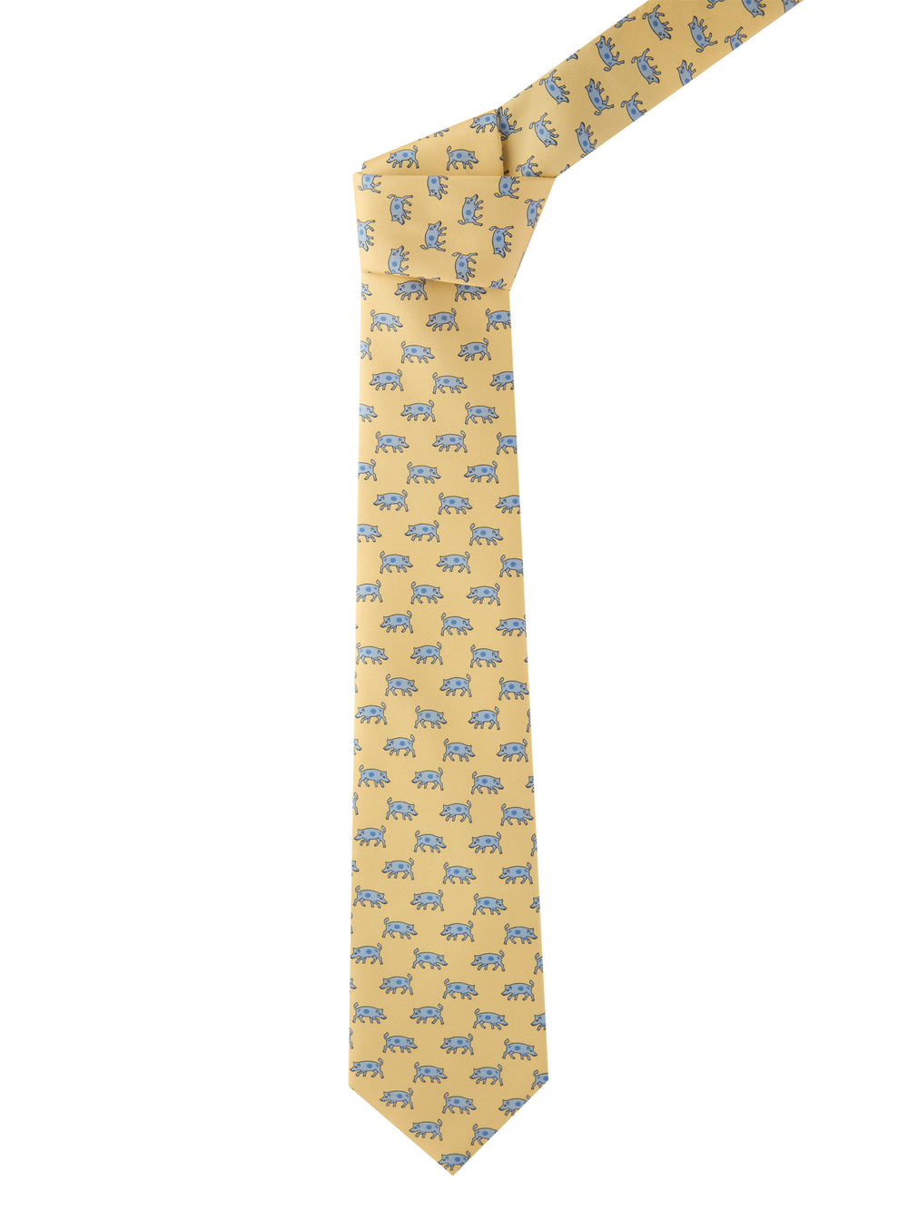 Pig Silk Tie - Pale Yellow | Men's Ties | Oliver Brown, London