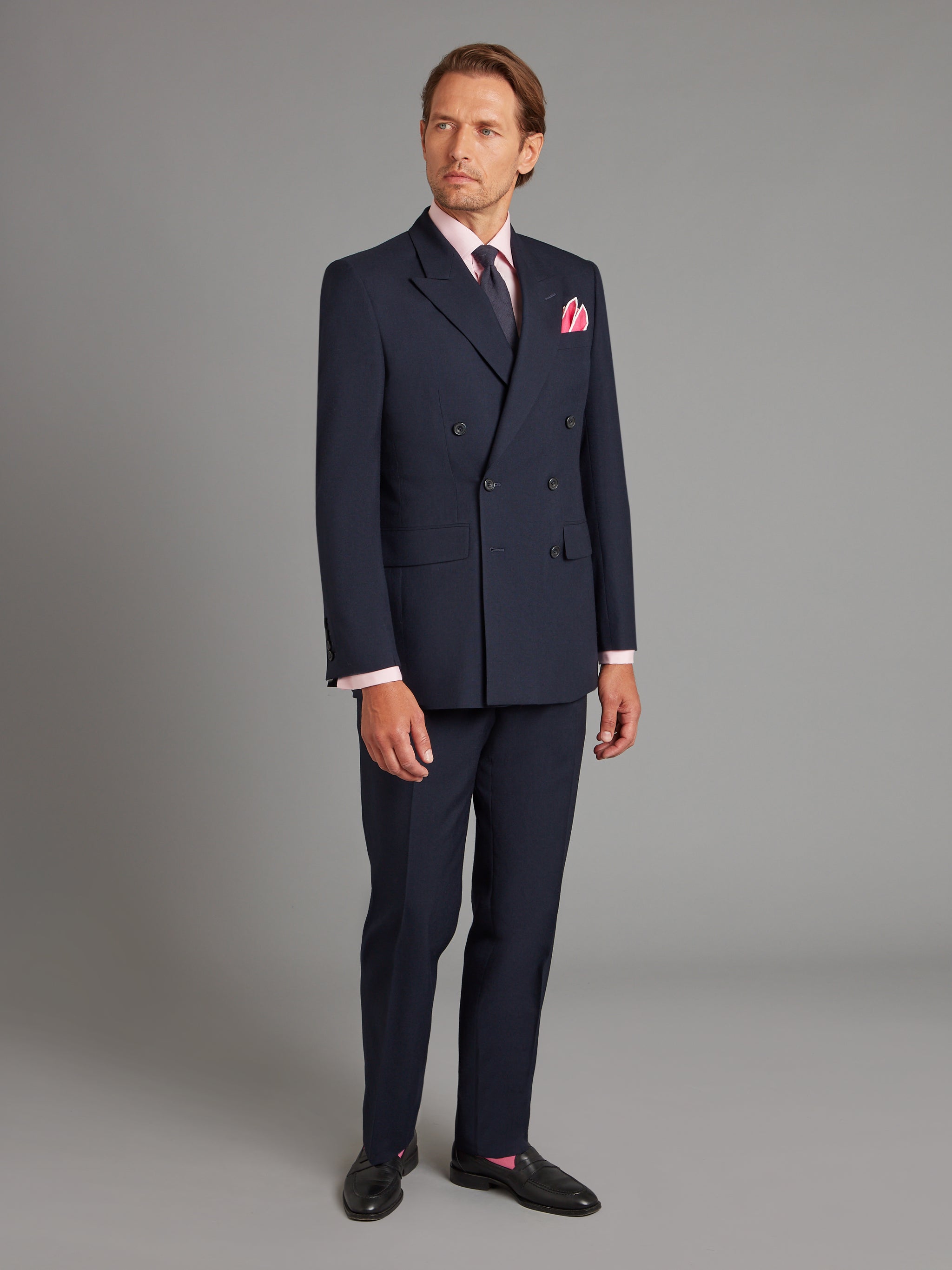 Cadogan Classic Fit Suit - Navy Plain Weave Wool | Men's Double ...