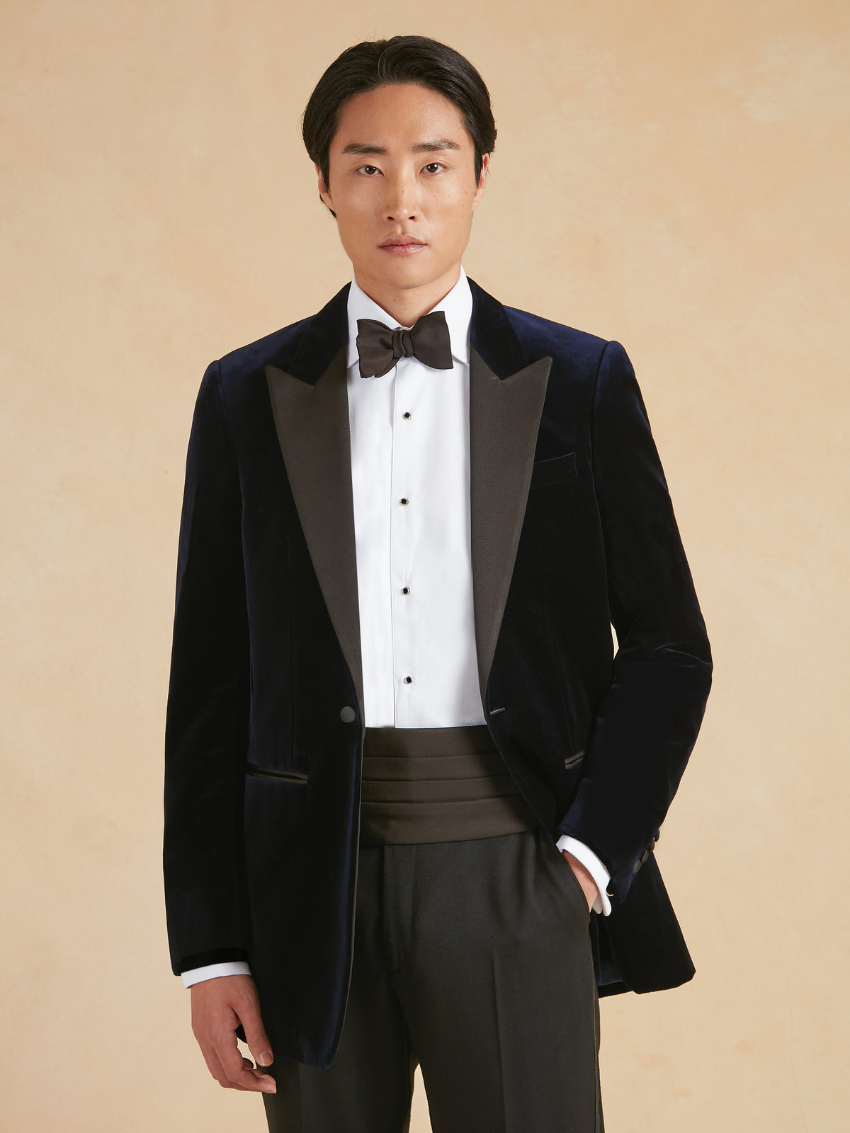 Carlyle Smoking Jacket - Navy Velvet | Men's Smoking Jackets | Oliver ...