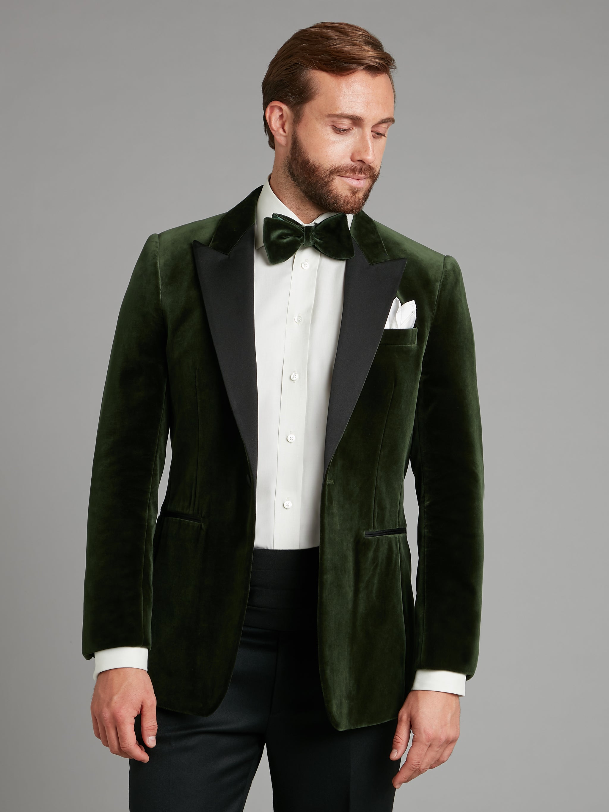 Carlyle Smoking Jacket - Green Velvet | Men's Smoking Jackets | Oliver ...