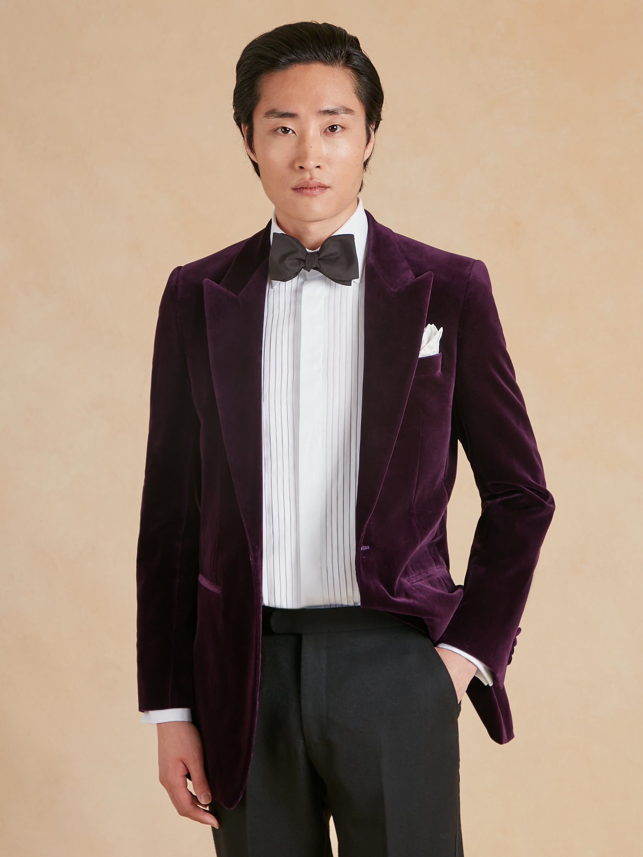Carlyle Jacket - Deep Purple Velvet | Men's Smoking Jackets | Oliver ...