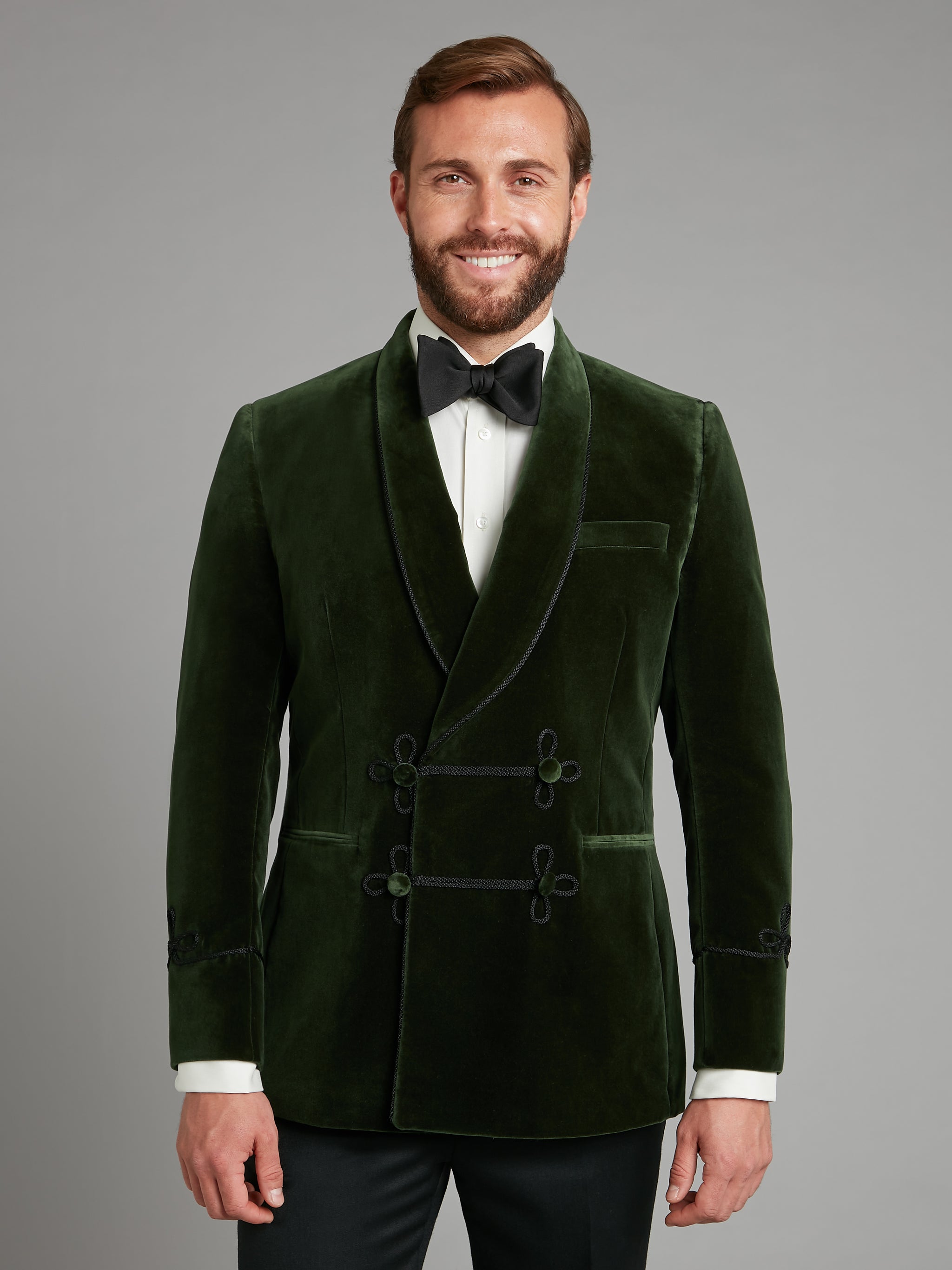 Caversham Smoking Jacket - Green Velvet | Men's Smoking Jackets ...