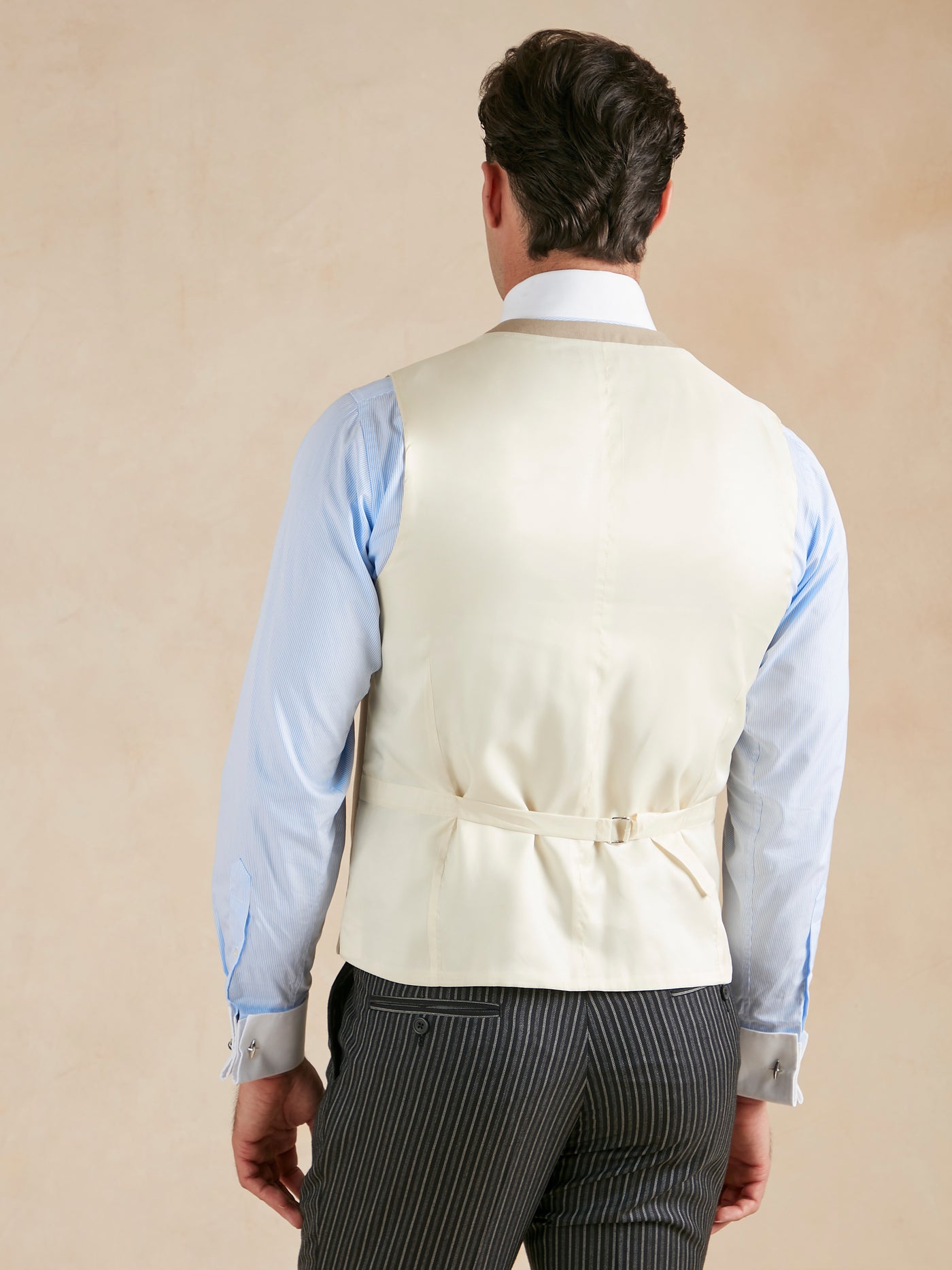Double Breasted Wool Waistcoat - Buff | Men's Morning Waistcoats ...