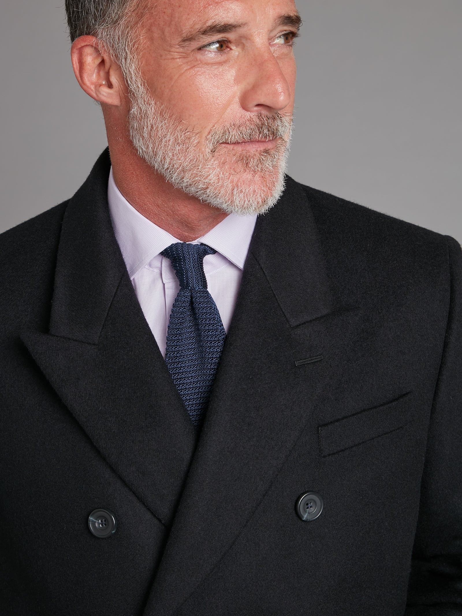 Double Breasted Overcoat Cashmere Blend - Navy | Men's Overcoats ...