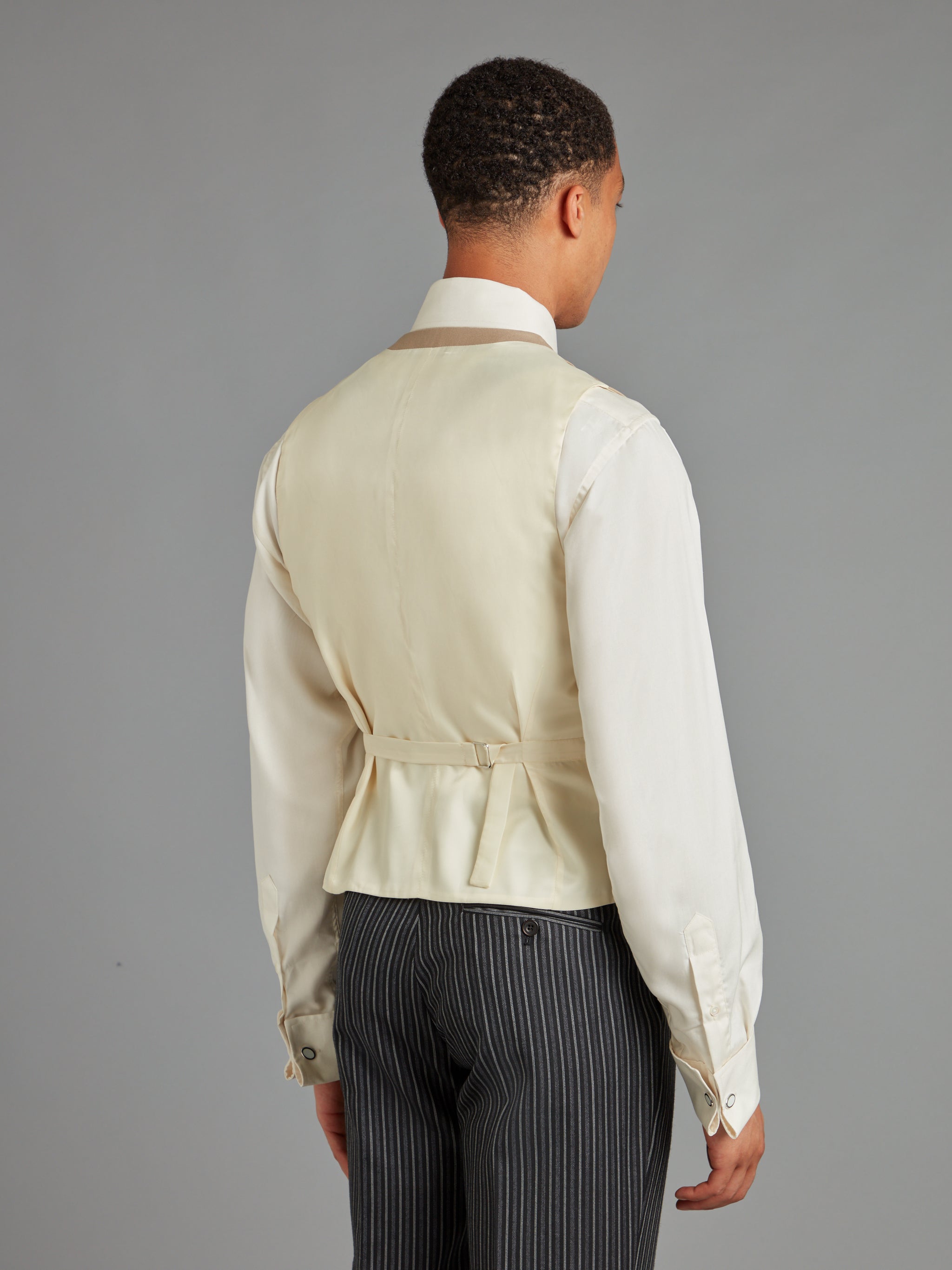 Double Breasted Wool Vest - Buff | Men's Vest | Oliver Brown
