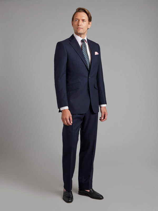Eaton Suit - Navy Herringbone | Men's Business Suits | Oliver Brown, London