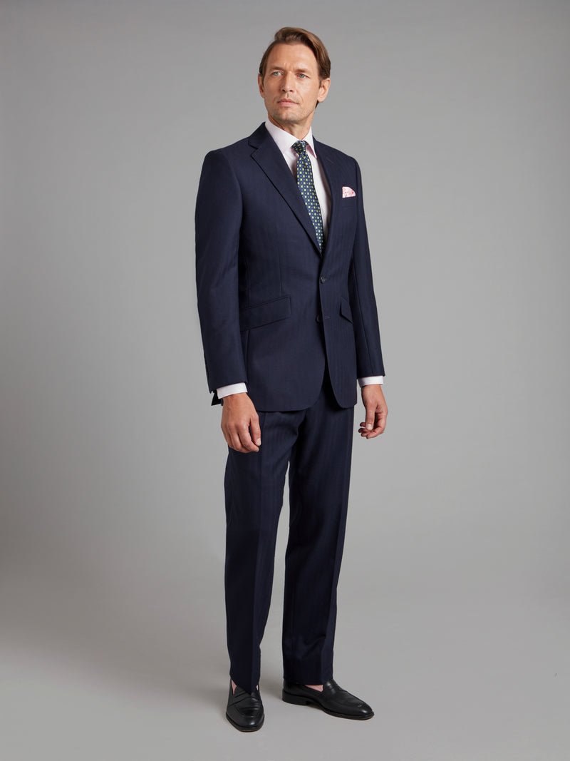 Eaton Suit - Navy Herringbone | Men's Business Suits | Oliver Brown, London