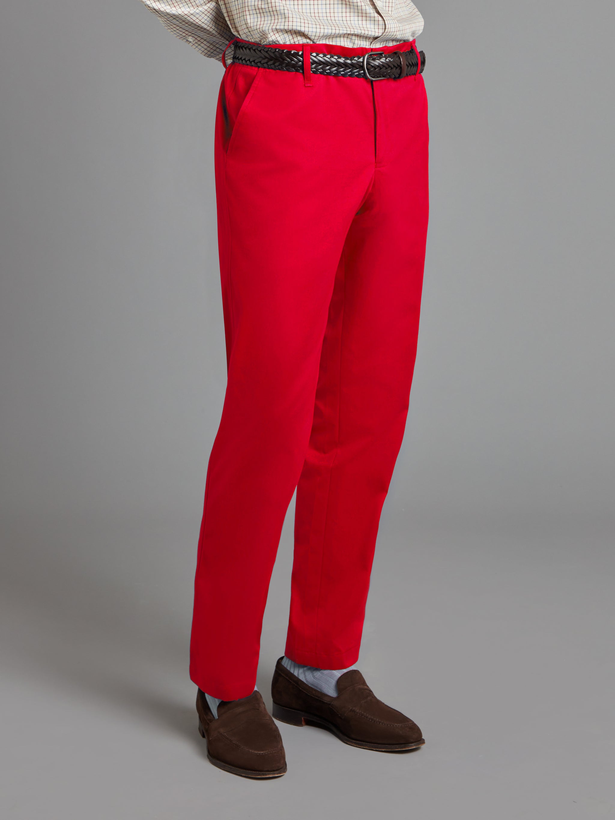 Brompton Chinos - Bright Red | Men's Casual Trousers | Oliver Brown, London