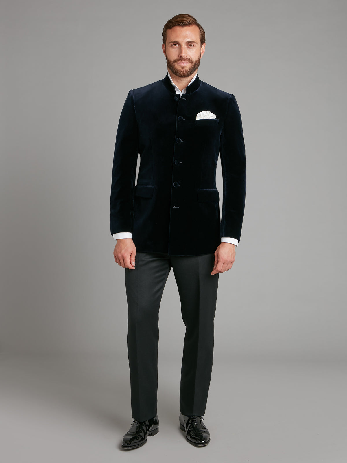 Ormonde Smoking Jacket - Navy Velvet | Men's Smoking Jackets | Oliver ...