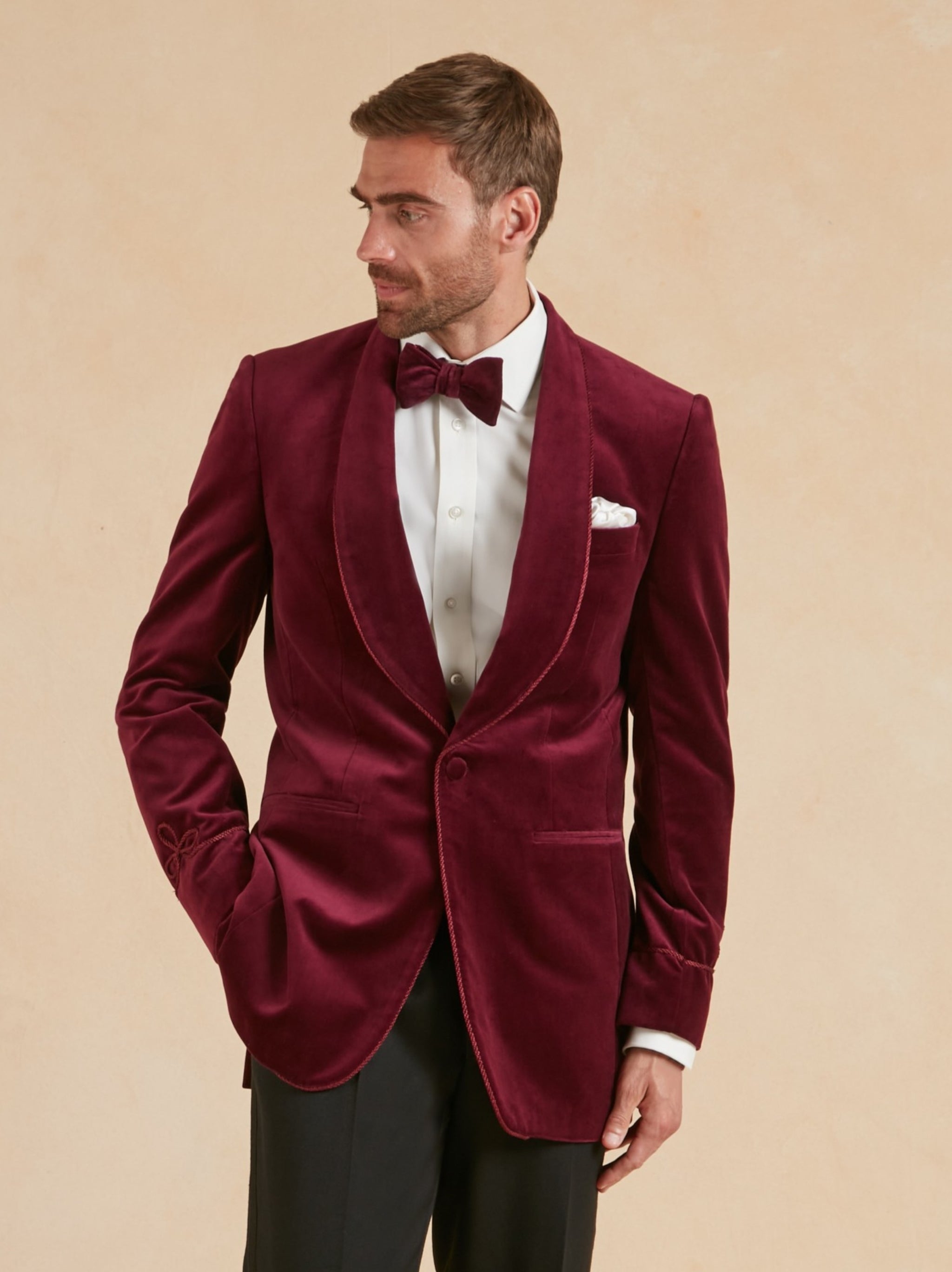 Pembroke Smoking Jacket - Burgundy Velvet | Men's Smoking Jackets ...