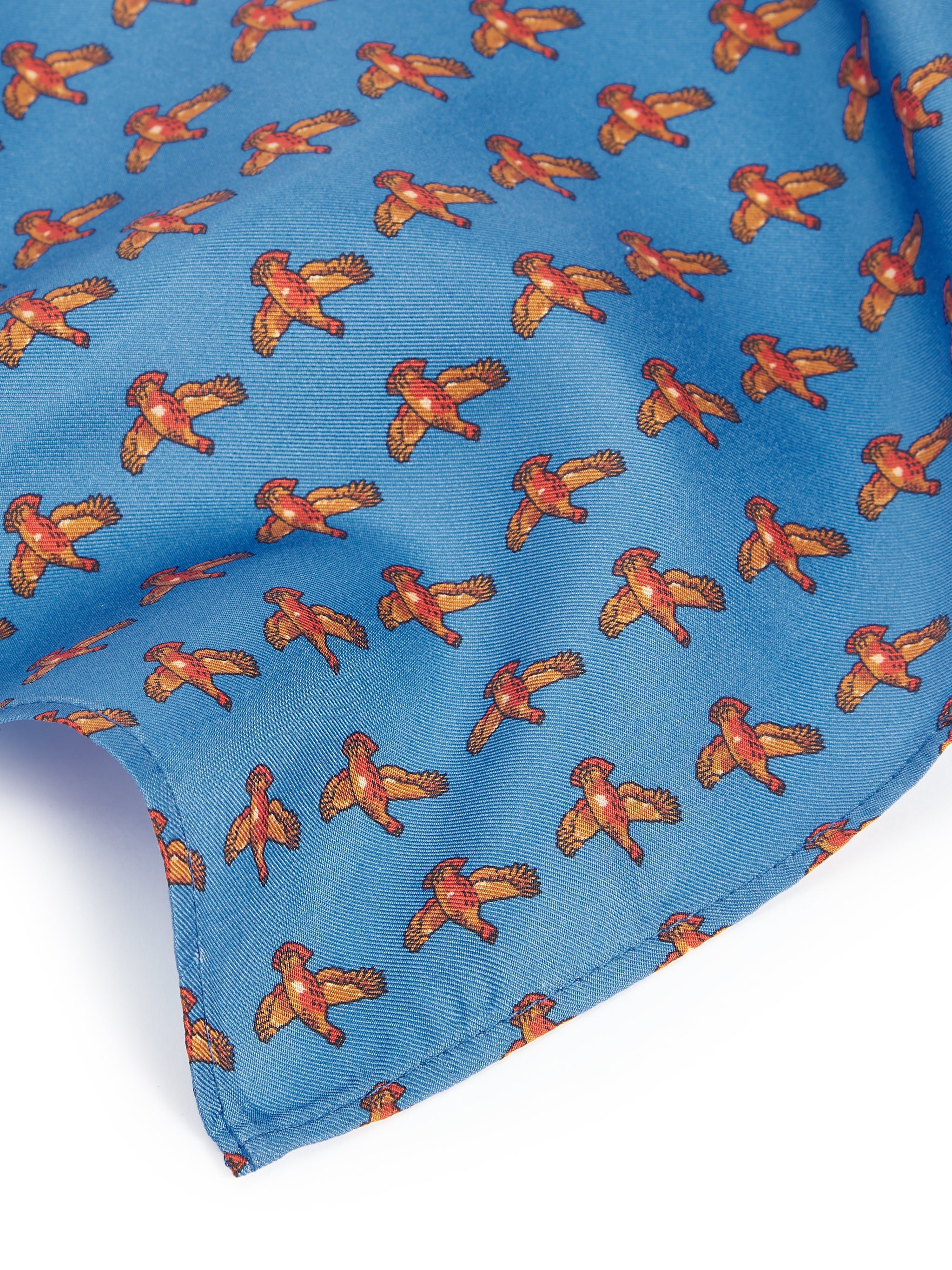 Pure Silk Flying Grouse Handkerchief - Blue | Men's Handkerchiefs ...