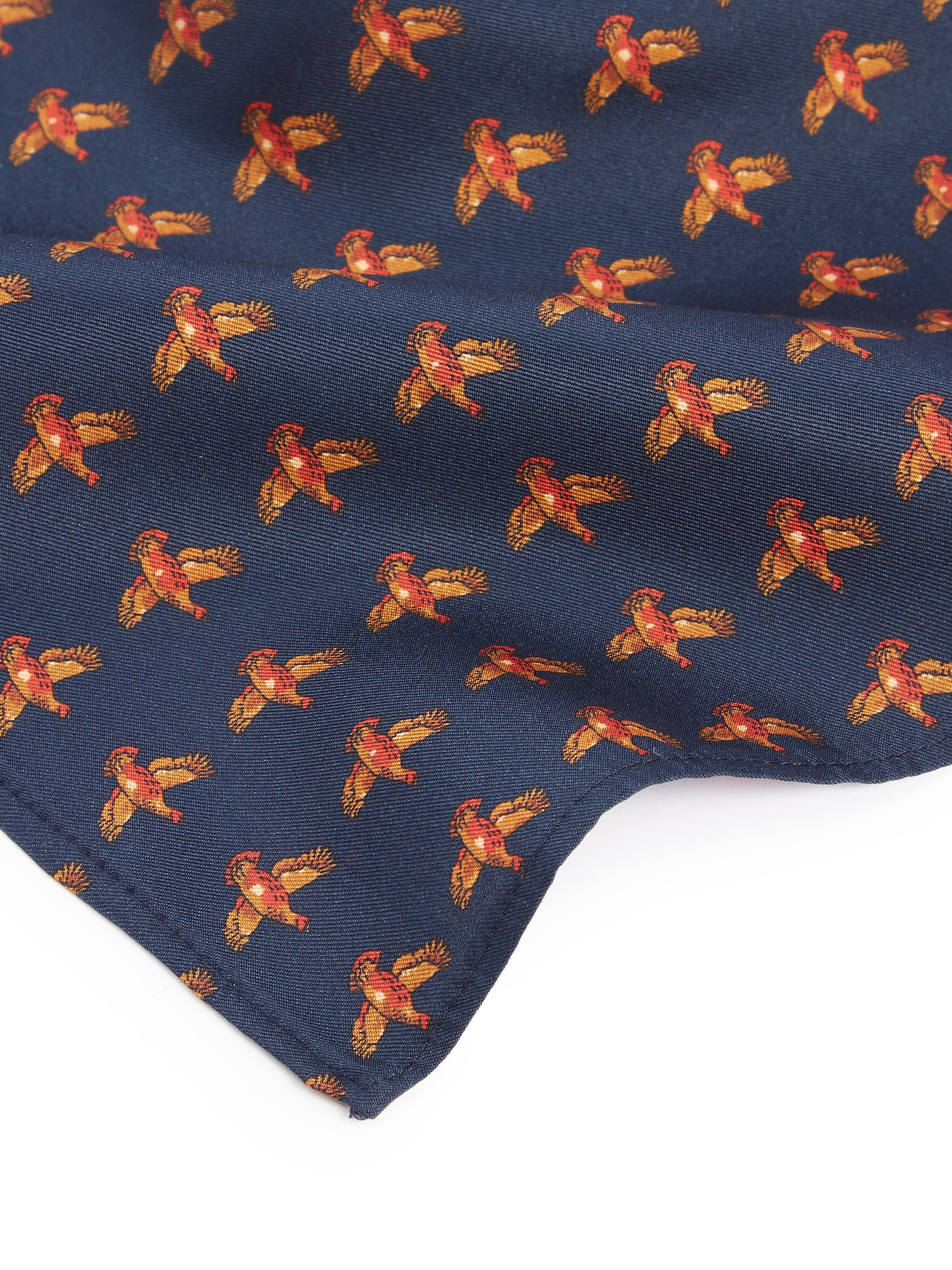 Pure Silk Flying Grouse Handkerchief - Navy | Men's Handkerchiefs ...