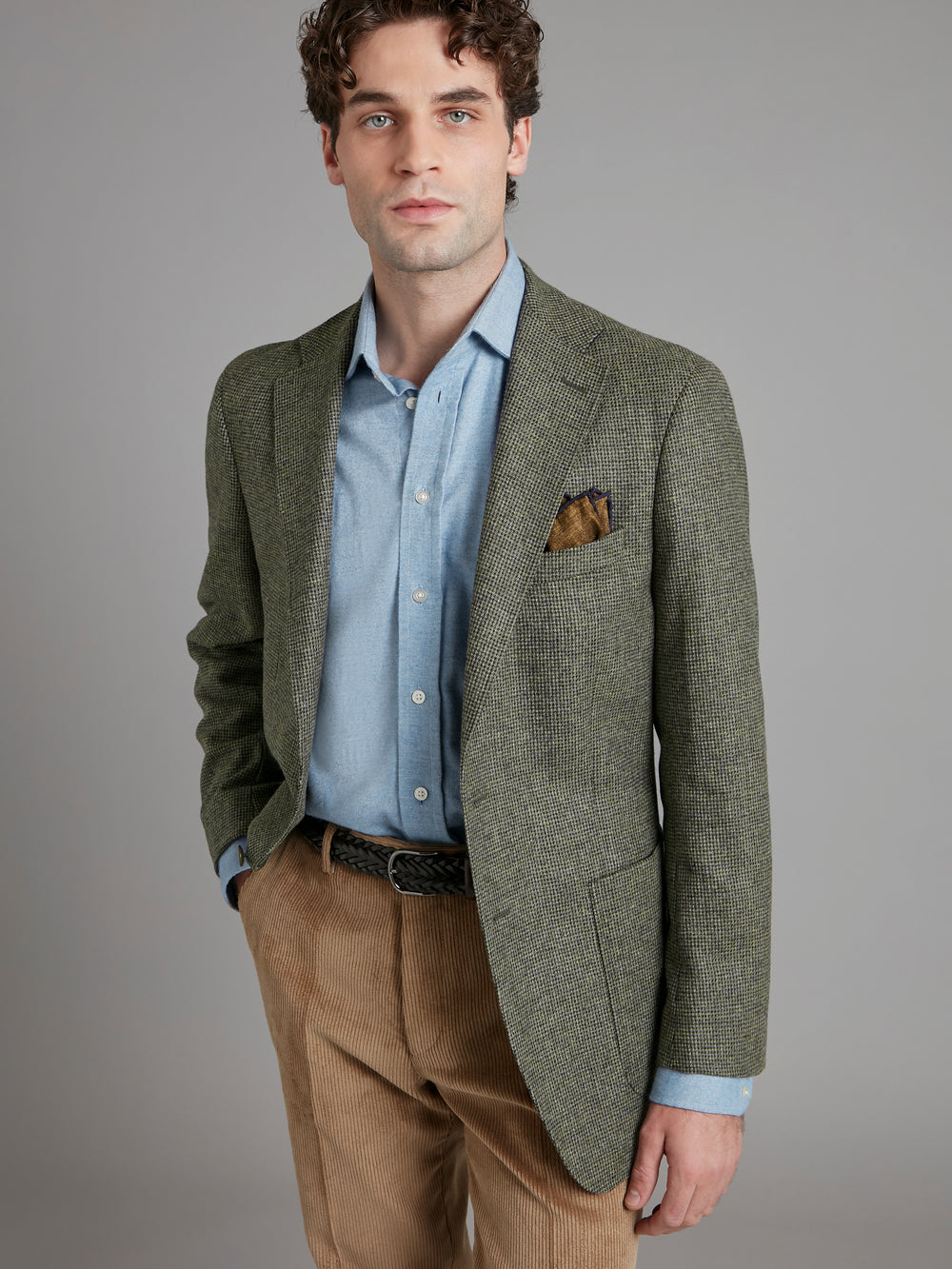 Unstructured Jacket - Nailhead Cool Sage | Men's Tweed Jackets | Oliver ...