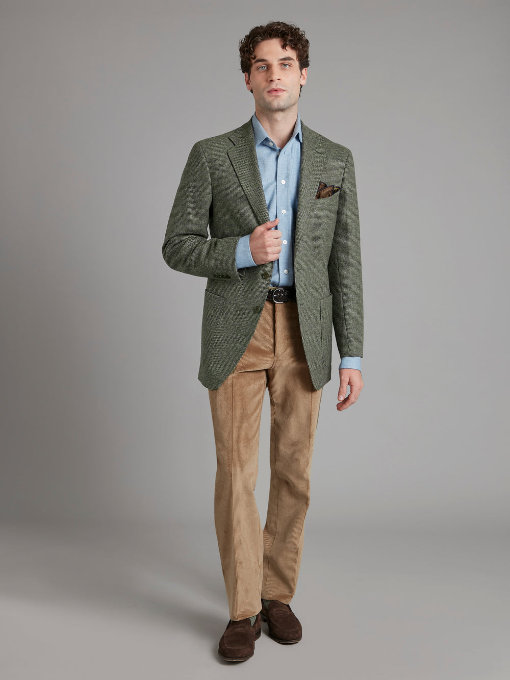 Unstructured Jacket - Nailhead Cool Sage | Men's Tweed Jackets | Oliver ...