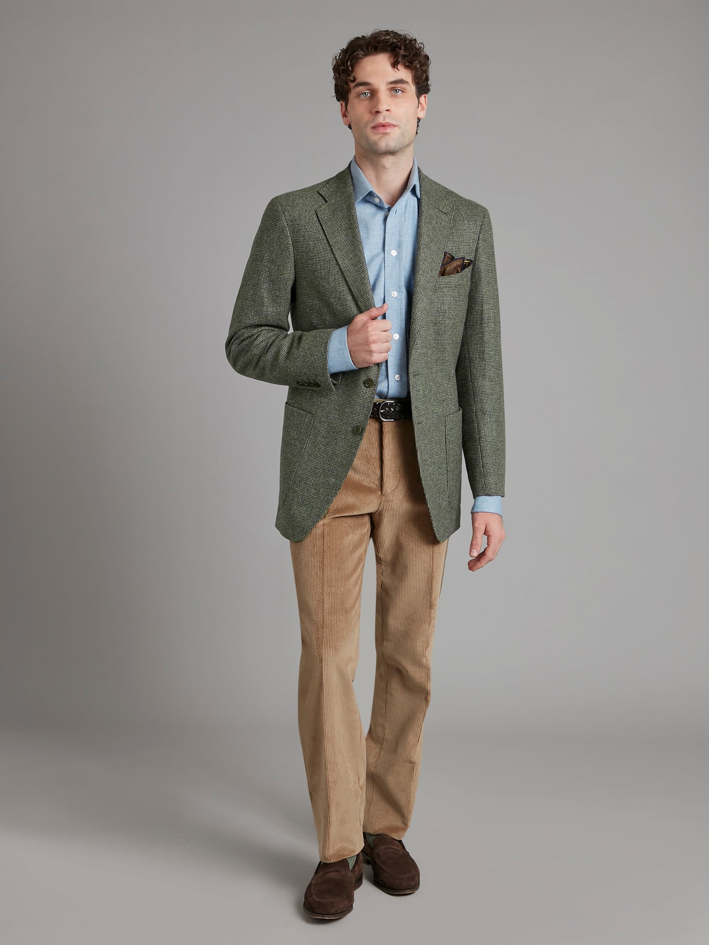 Unstructured Jacket - Nailhead Cool Sage | Men's Tweed Jackets | Oliver ...