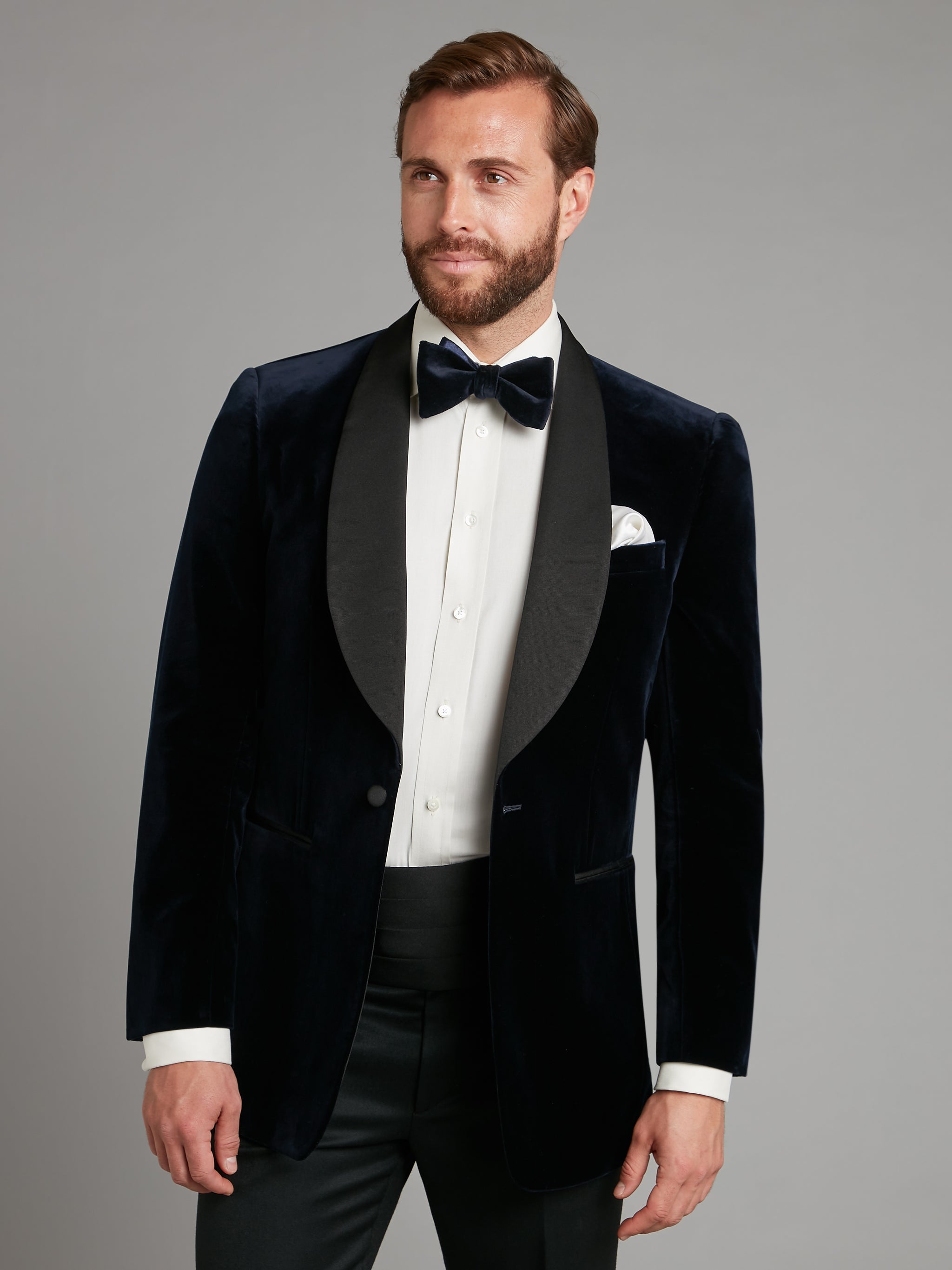 Whittaker Smoking Jacket - Navy Velvet | Men's Smoking Jackets | Oliver ...