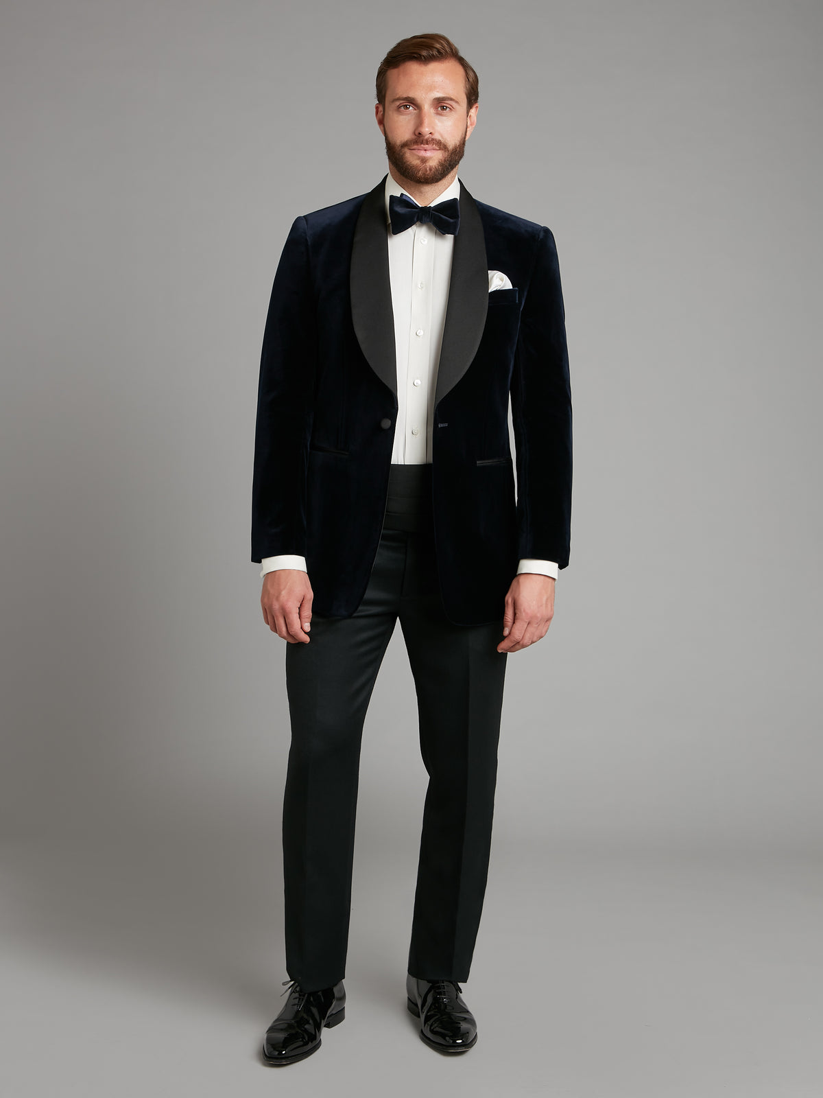 Whittaker Smoking Jacket - Navy Velvet | Men's Smoking Jackets | Oliver ...