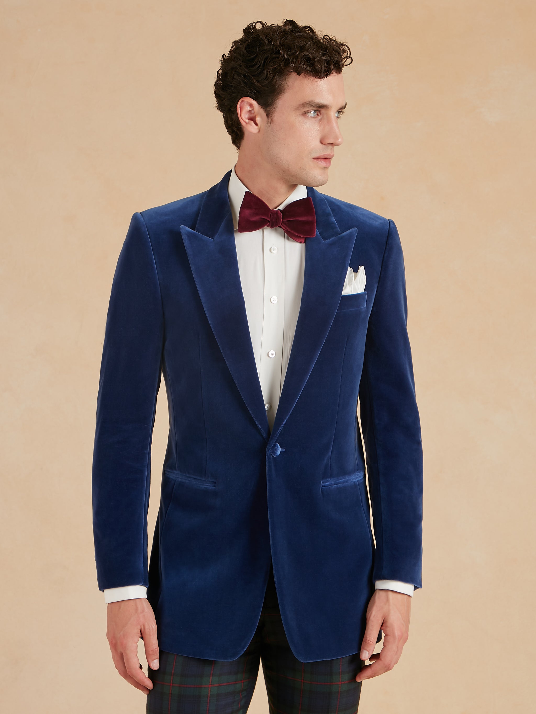 Carlyle Jacket - Indigo Blue Velvet | Men's Smoking Jackets | Oliver ...