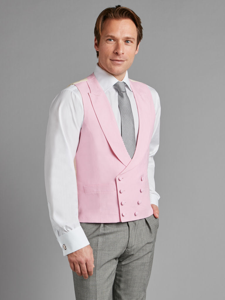 Double Breasted Linen Waistcoat - Pink | Men's Waistcoats | Oliver ...