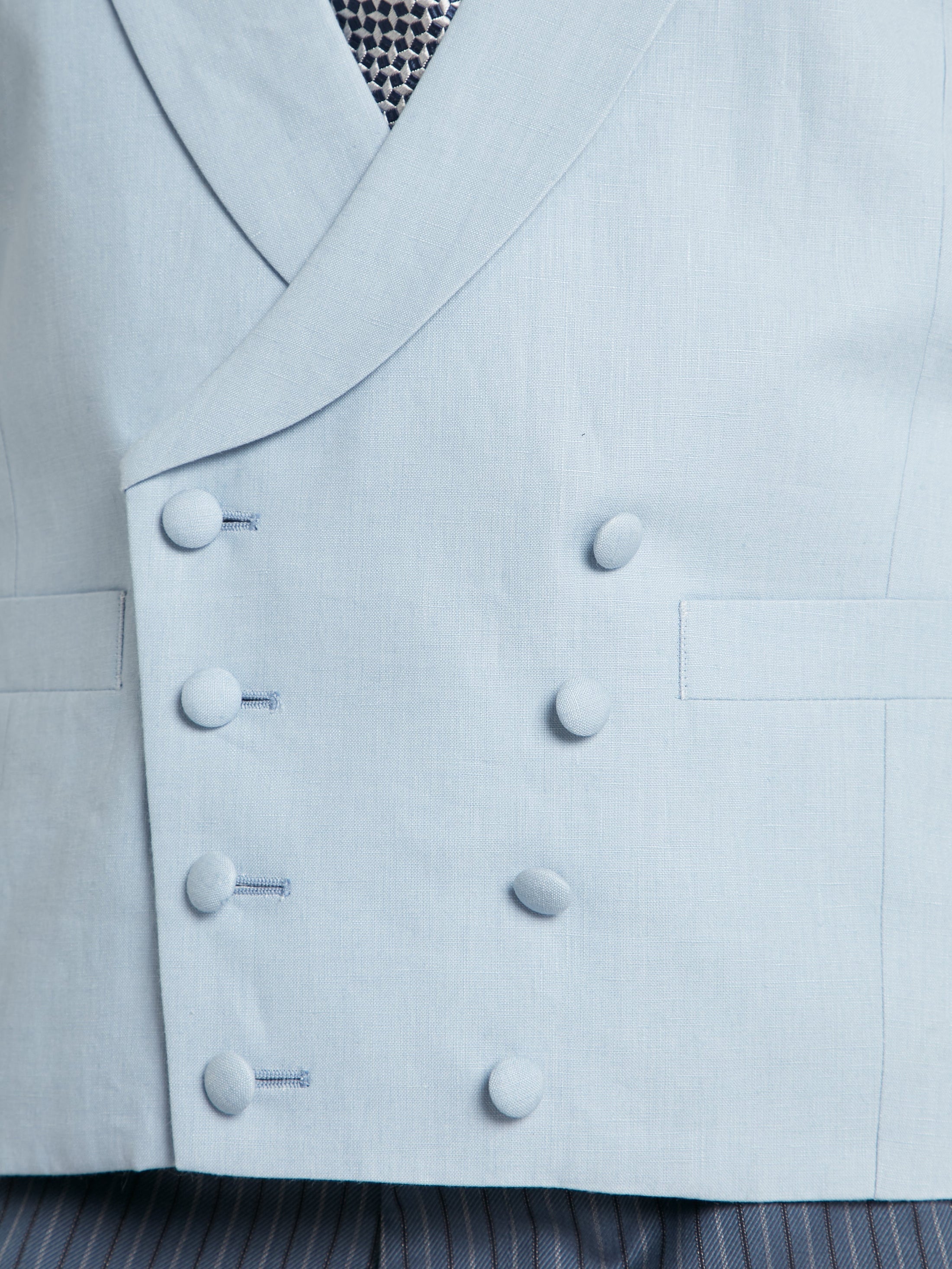 Double Breasted Linen Waistcoat - Pale Blue | Men's Morning Waistcoats ...