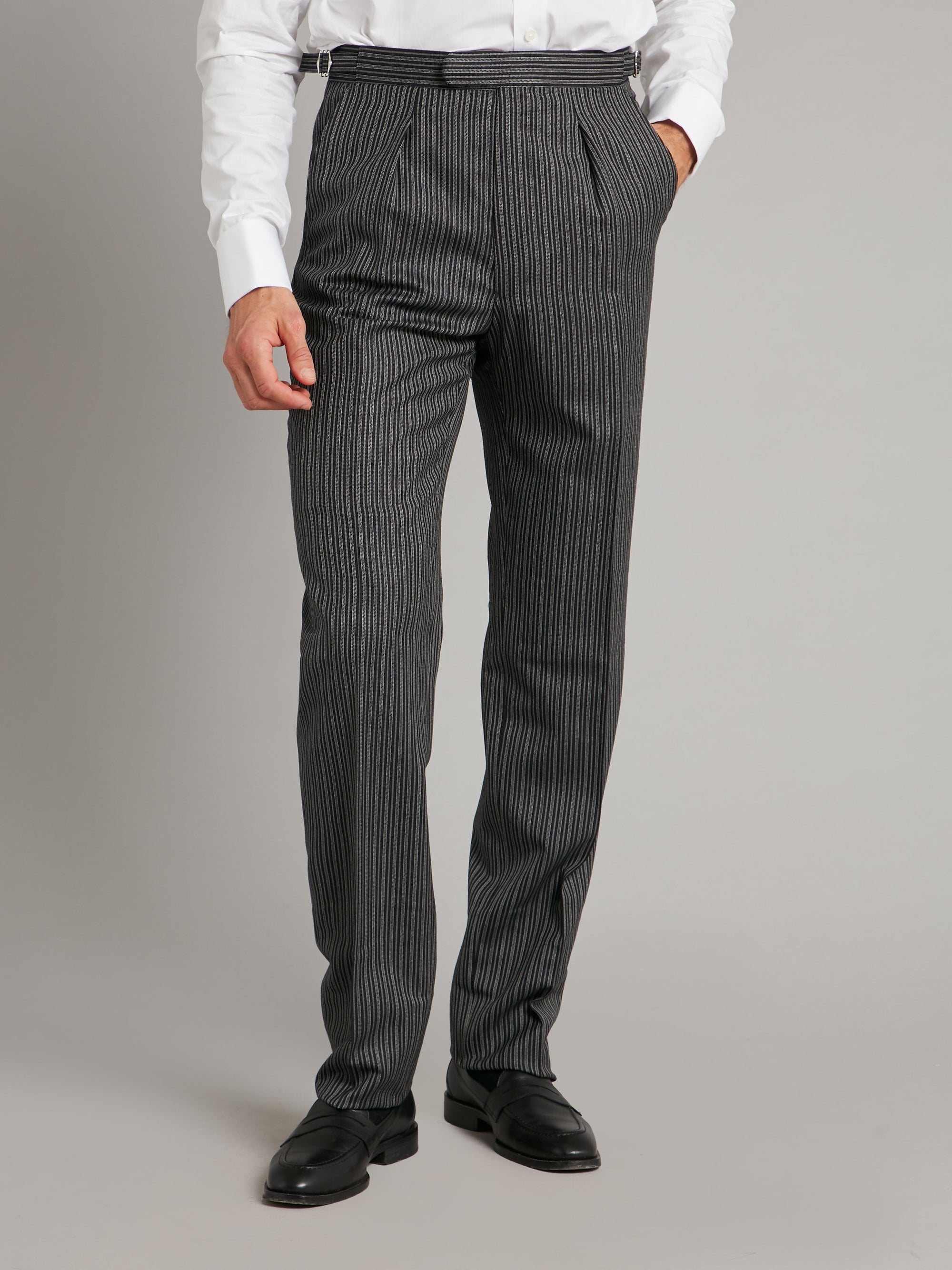 Pleated Luxury Morning Trousers - Black, Grey | Men's Morning Trousers ...