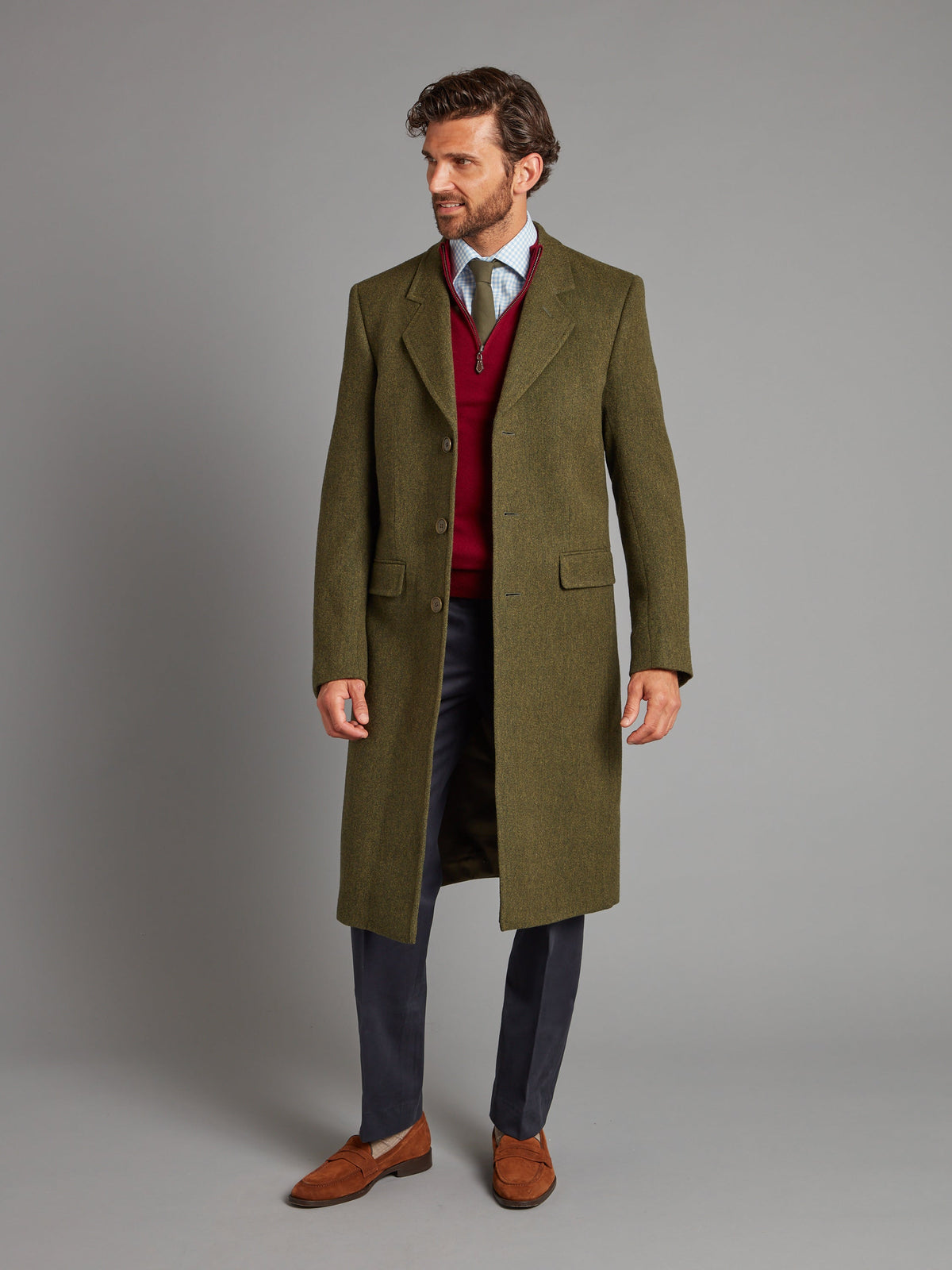 Single Breasted Overcoat - Forest Green | Men's Overcoats | Oliver ...