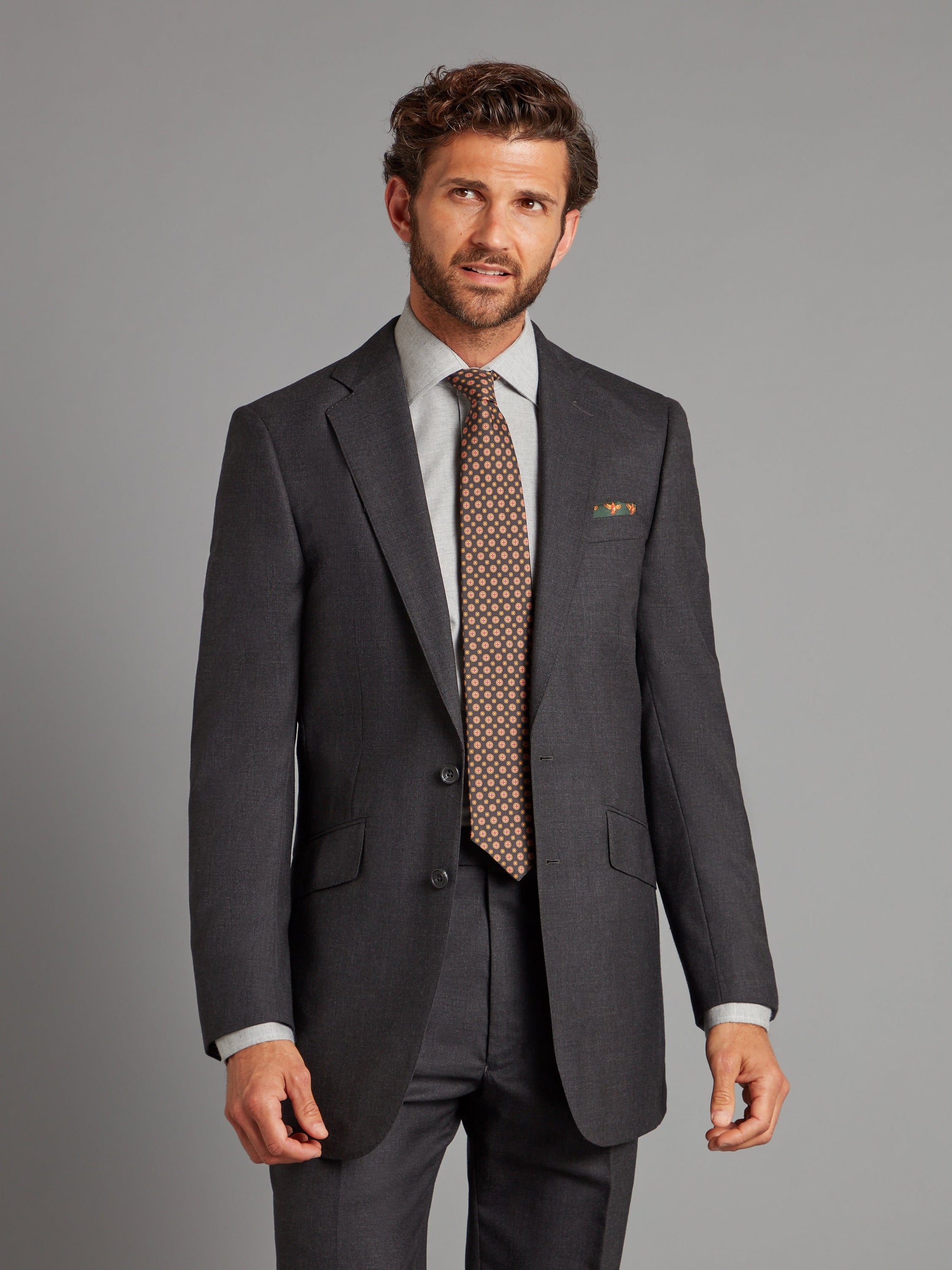 Eaton Classic Fit Suit - Grey Plain Weave Lightweight Wool | Men's ...