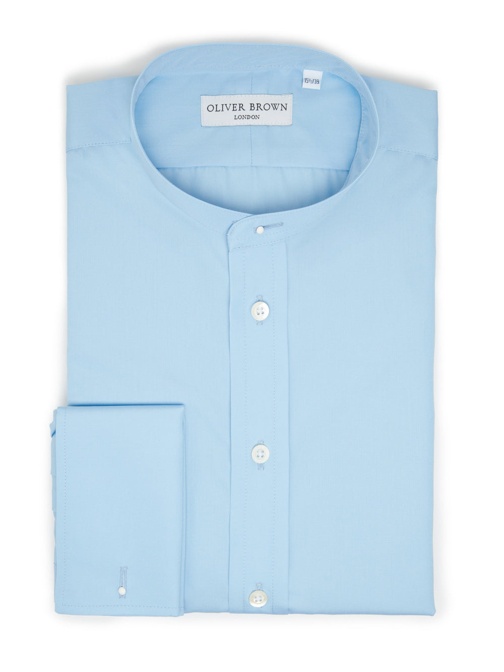 Collarless Shirt - Blue | Classic Shirts | Oliver Brown, London