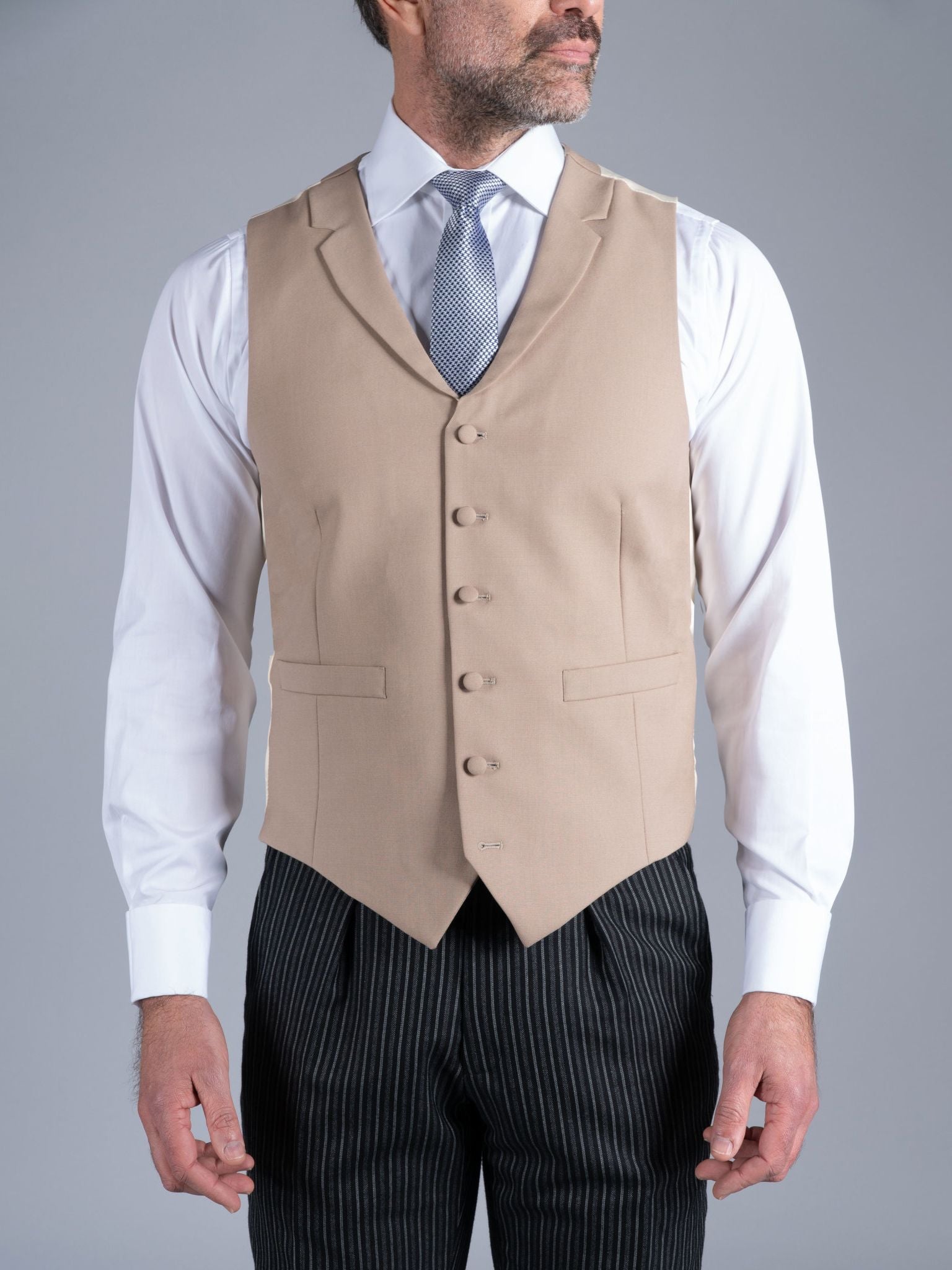 Single Breasted Wool Waistcoat - Buff – Oliver Brown